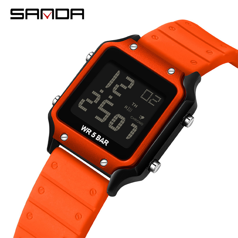 Sanda Classic Small Square Watch Simple Trendy Night Light Waterproof ...