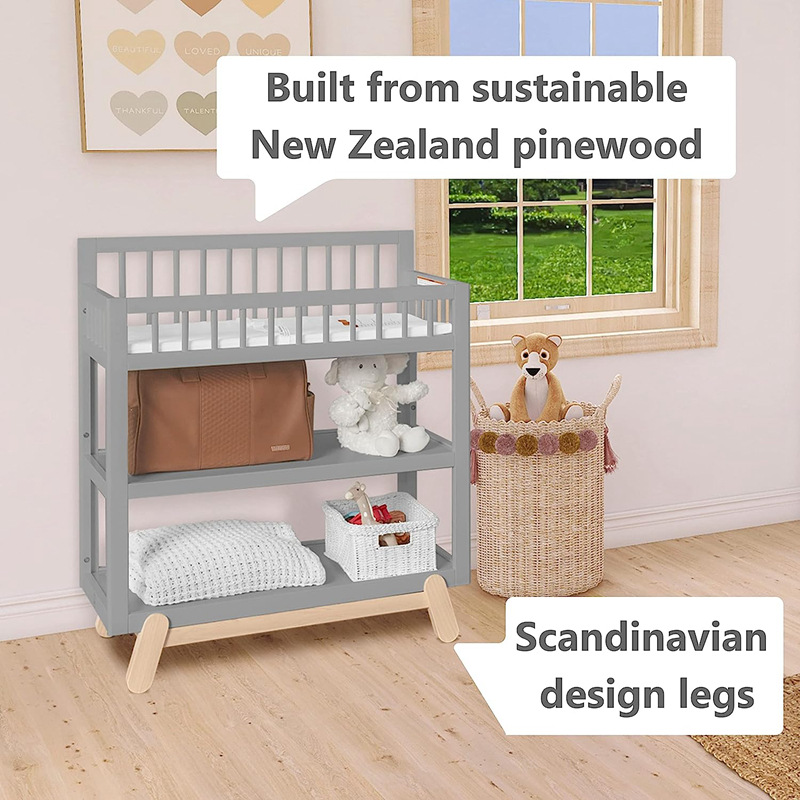 sagh Solid wood diaper table multi-layer storage baby care table ...