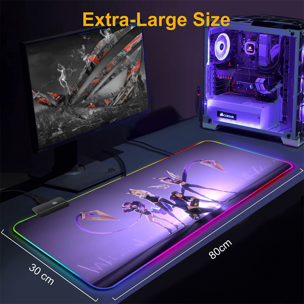 【New Arrivals】KDA Mouse Pad Rgb Led Seraphine Akali Kayn League of ...