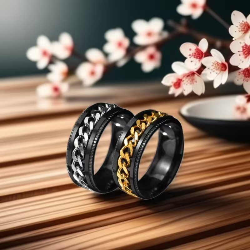 【New arrival】Stainless steel ring men's rotating ring does not fade ...