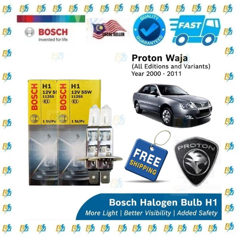 1pcs Bosch Halogen H1 💯%Original For Proton Waja Year 2000-2011 All ...