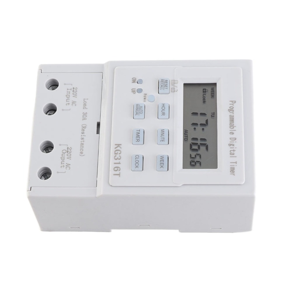 Smart Home Microcomputer Digital Timer Switch 30A AC 220V Programmable Timer Automatic KG316T ...