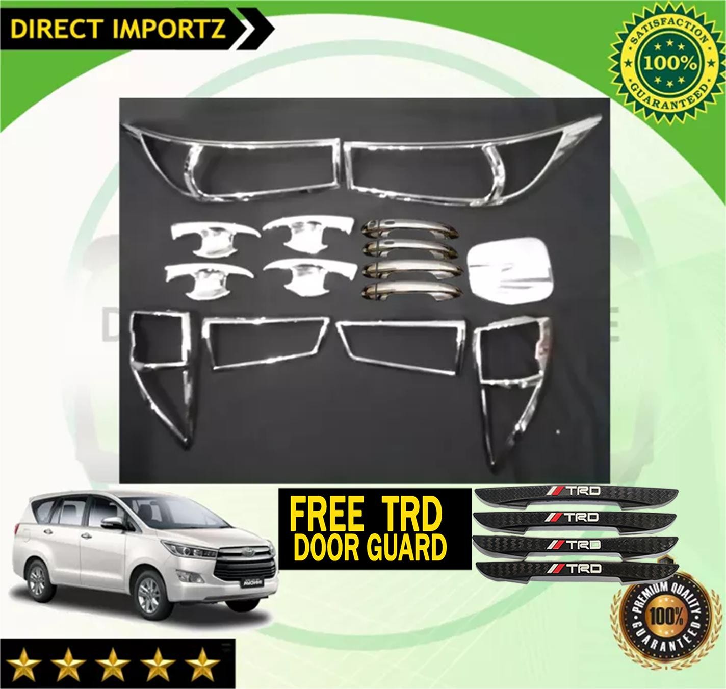 Toyota Innova V 2016 to 2023 Combo Set Garnish Cover CHROME with FREE ...
