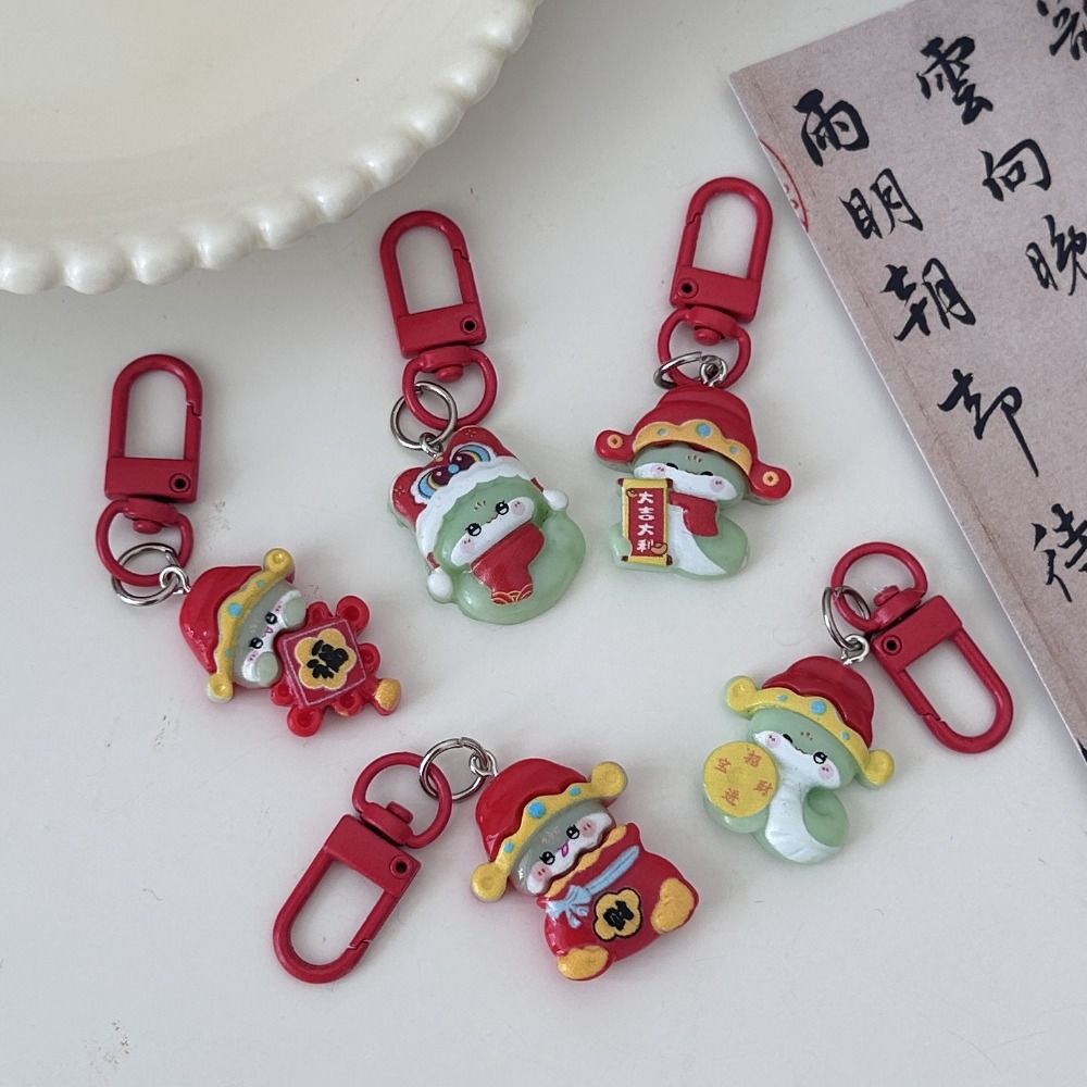 Cute Spring Festival Snake Keychain God of Wealth 2025 New Year Pendant ...