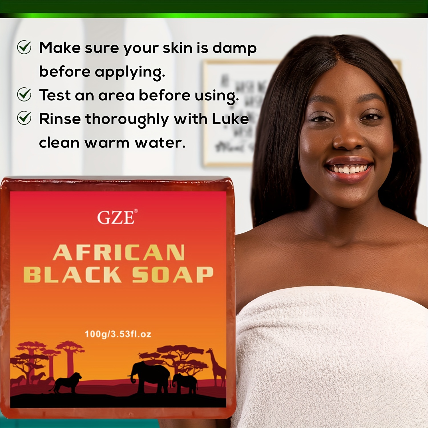 GZE AFRICAN BLACK SOAP with Shea Butter Coconut Oil Kernel Oil, for Dry ...