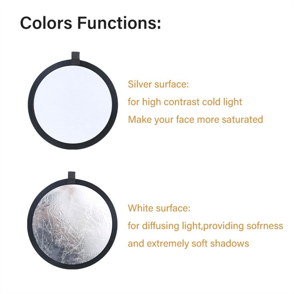 Photography 30cm60cm80cm110cm 2 in 1 Sliver White Reflector Photo ...
