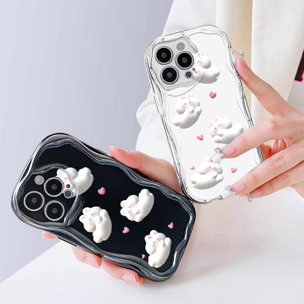 YYDS for Samsung A06 Back Cover Cute Rabbits Case Cream Texture Wavy ...