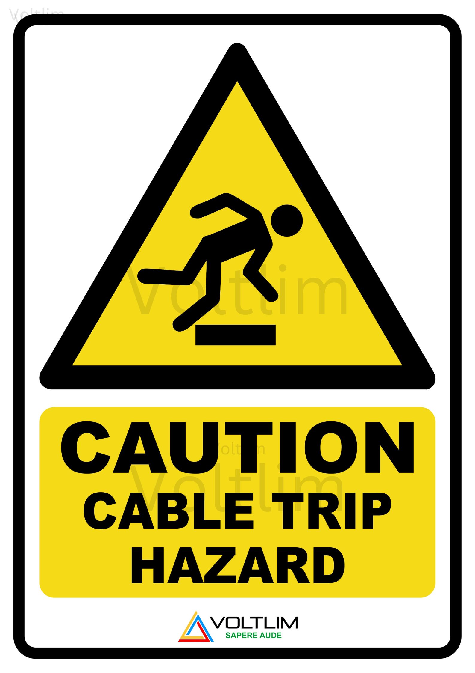 Caution Cable Trip Hazard Warning Sticker Label for EV Charging Station ...