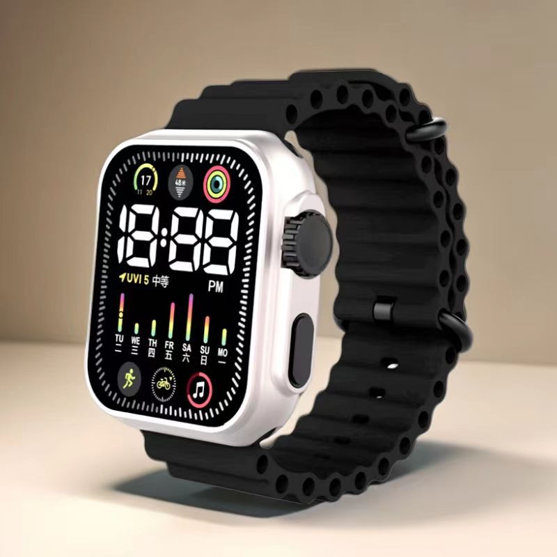 Cross border new P7 silver LED electronic watch trend fashion digital ...