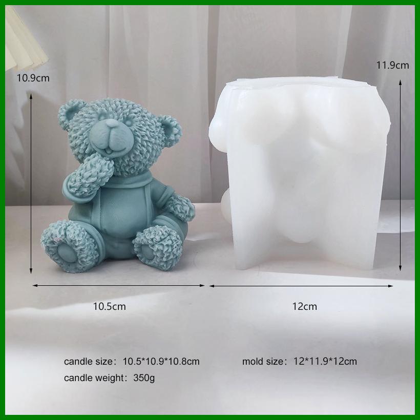 Kidscute Bear Family Silicone Candle Mold Creative Animal Soap Resin ...