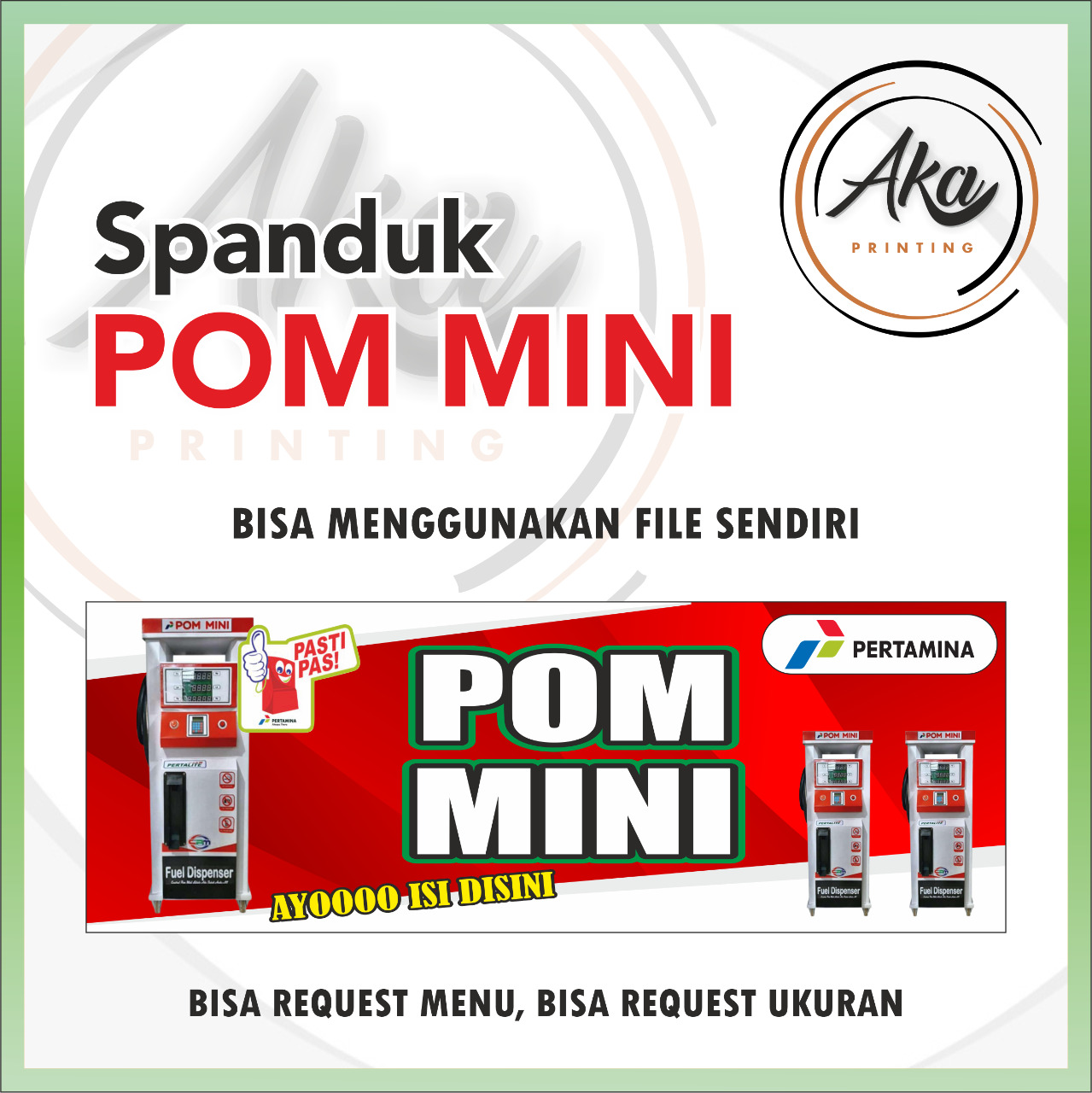 AKA PRINTING/CETAK SPANDUK POM MINI/SPANDUK PERTAMINA/SPANDUK BENSIN ...