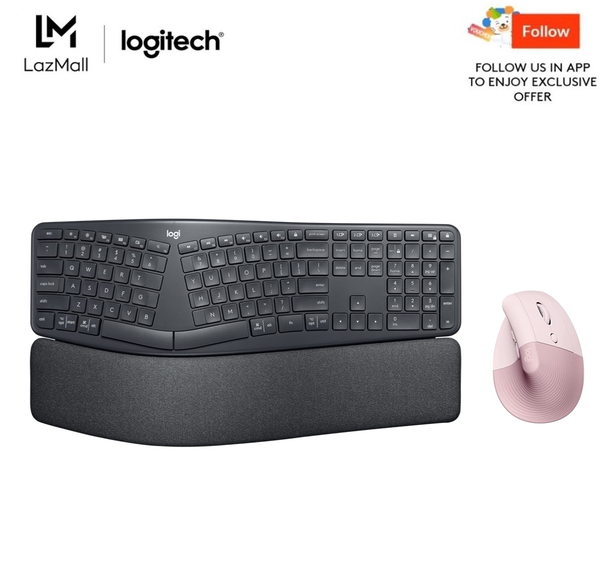 Logitech ERGO K860 Wireless Ergonomic Keyboard with Split Keyboard ...