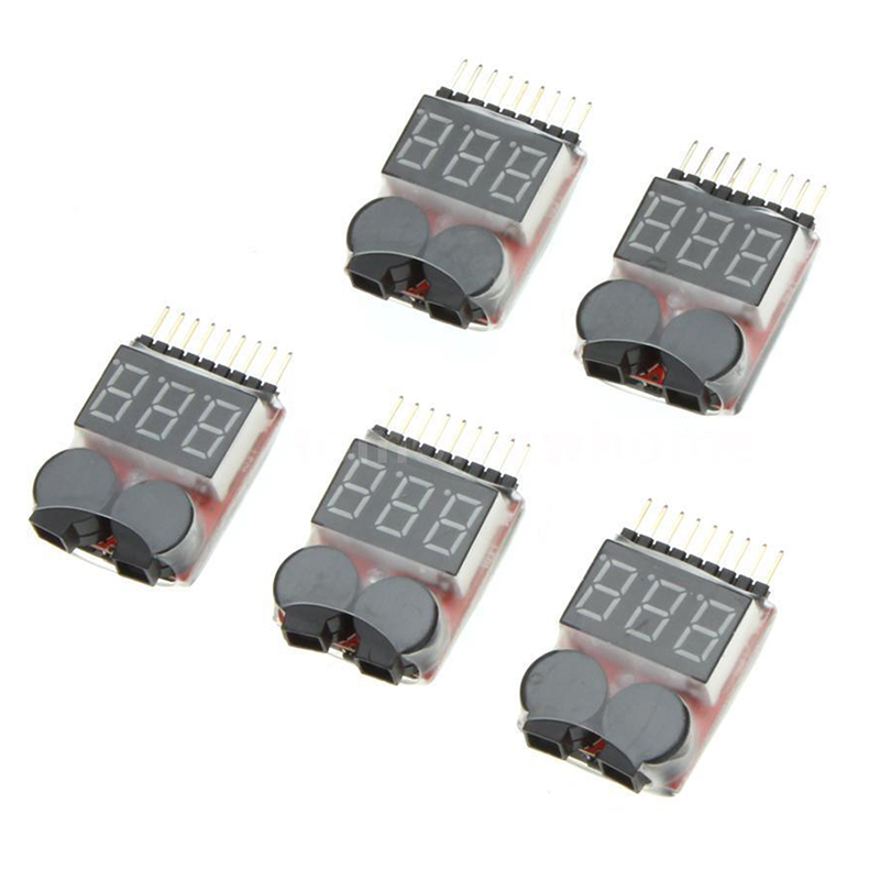 5X 1-8S Indicator RC Lipo Battery Tester Low Voltage Buzzer Alarm - BBQ ...