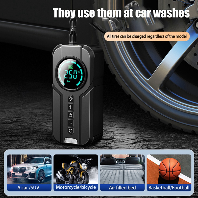 Mini 12V Tire Inflator Car Compressor Wireless Portable Tire Pump Car ...