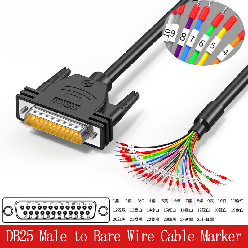 Db9 Connector Rs232 Serial Cable 9 Male 15 25 Female To Bare Wire With Cable Marker Db15 Db25 ...