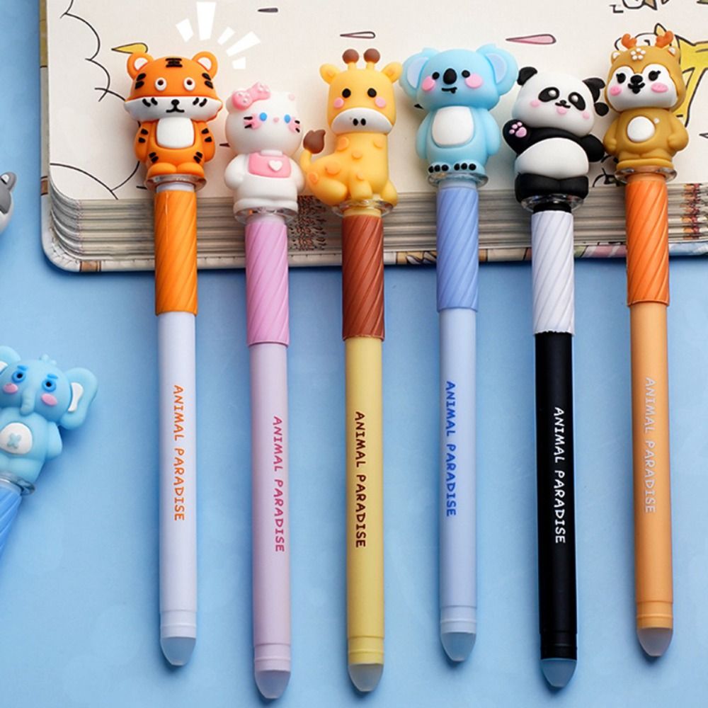 Cartoon Blue Ink Erasable Pen 3D Animal Series Stationery Pen Gel Pen ...