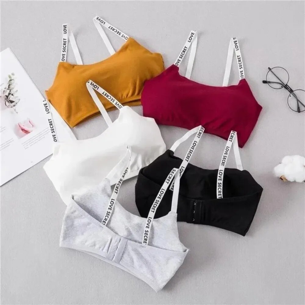 Women Bra Casual Top Letters Print Strap Cotton Top Fitness Gym Jogging ...