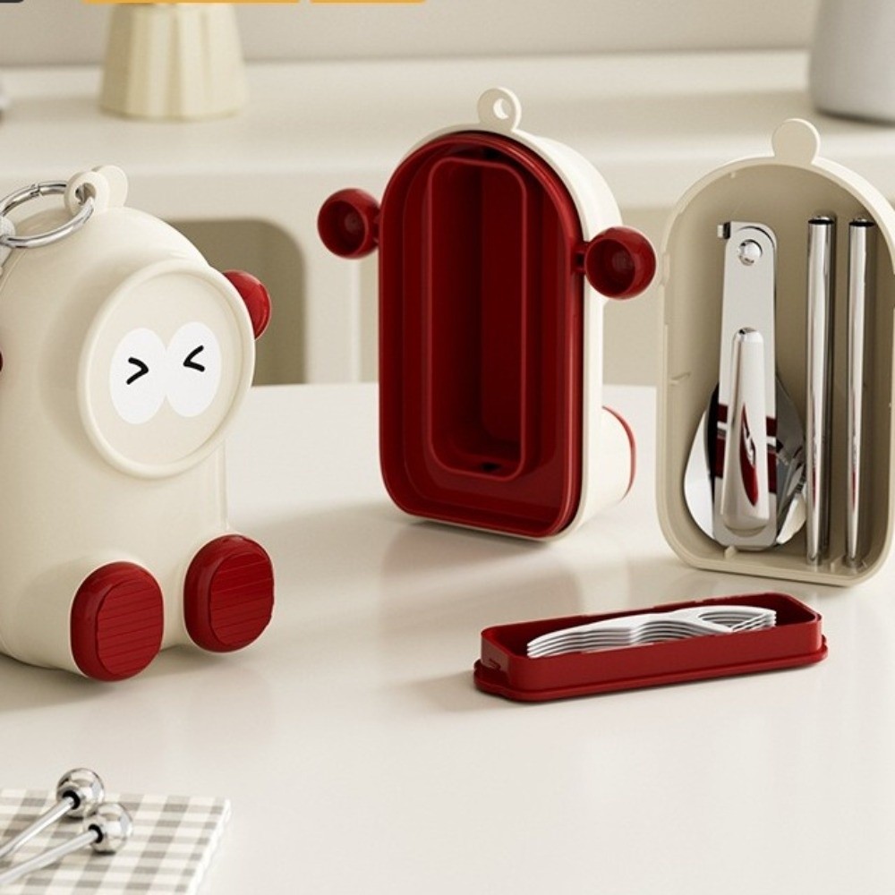 Cute Cartoon Cutlery Set Robot Shape with Storage Box Children ...
