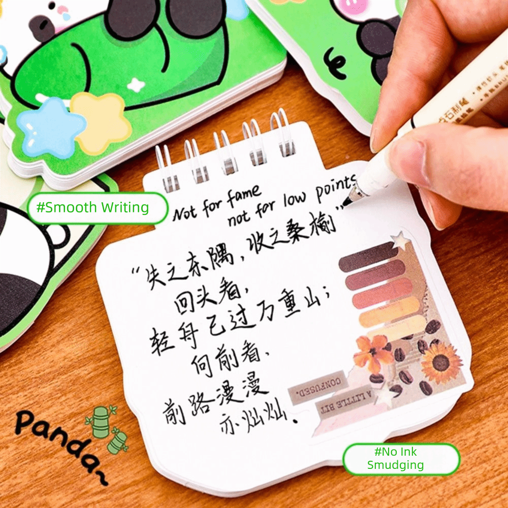 Cartoon Panda Pocket Notebook Loose-leaf Square Mini Notebook 50Sheets ...