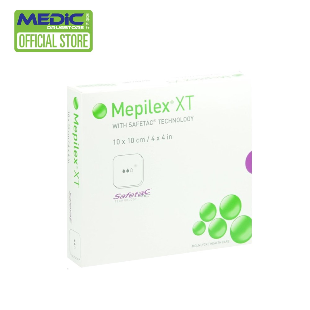 [Bundle of 2] Mepilex XT Soft Silicone Foam Dressing 10 x 10cm 5s - By ...