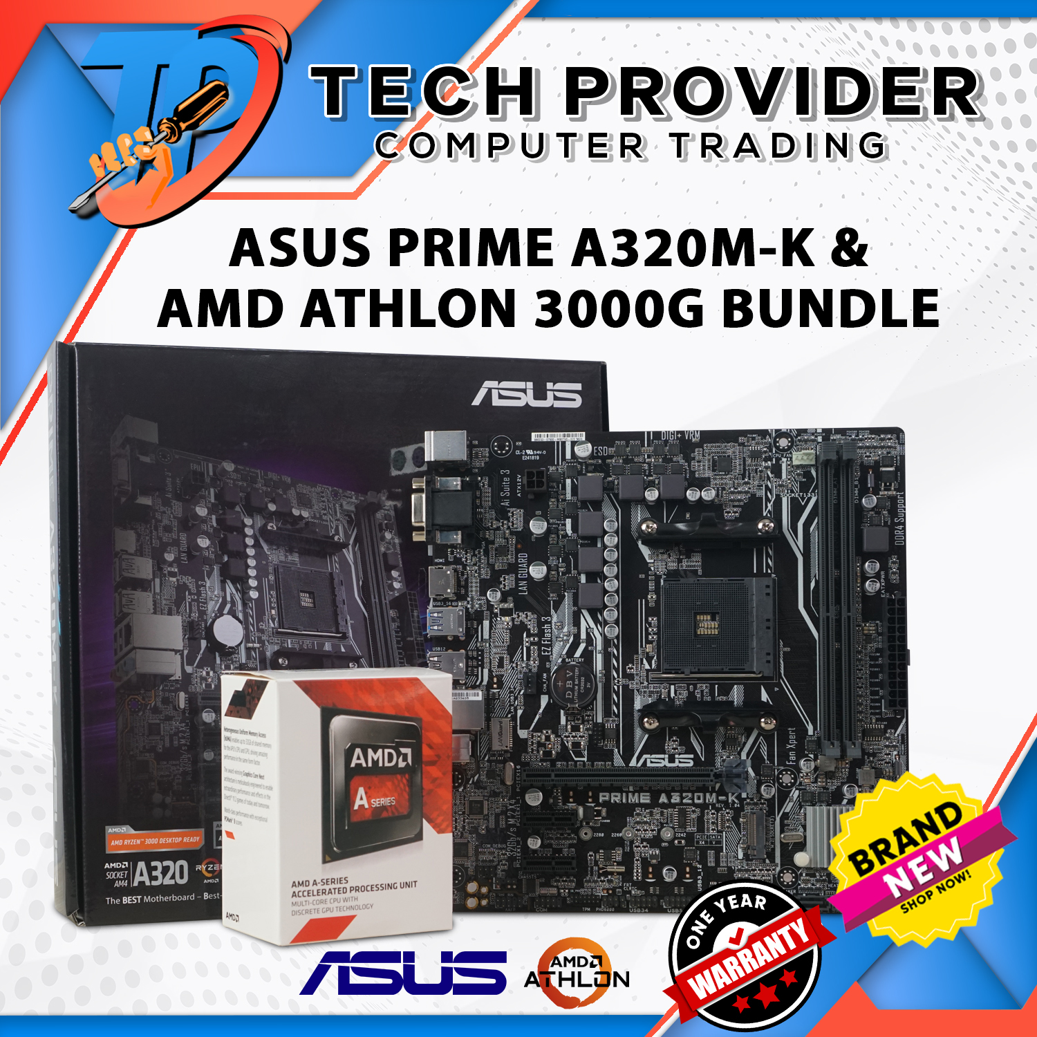 BUNDLE AMD Athlon 3000G w/ Radeon Vega 3 Graphics Am4 Processor + Asus ...
