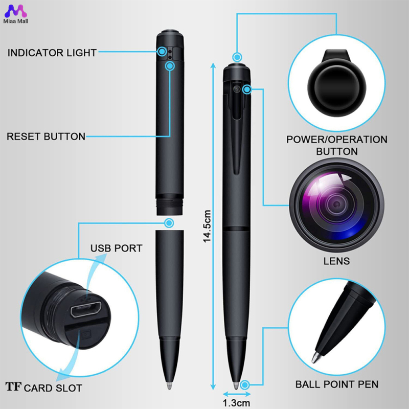 W10 Nanny Spy Pen Camera 75min 1080p 30fps Video Recording With Loop ...