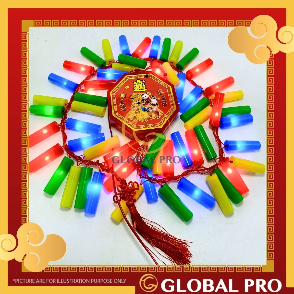 LED CNY Firecracker with Sound Chinese Style Decorative Tassel Electric ...