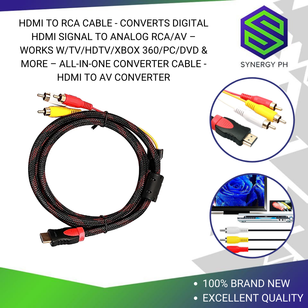 Synergy PH HDMI to RCA Cable - Converts Digital HDMI Signal to Analog ...
