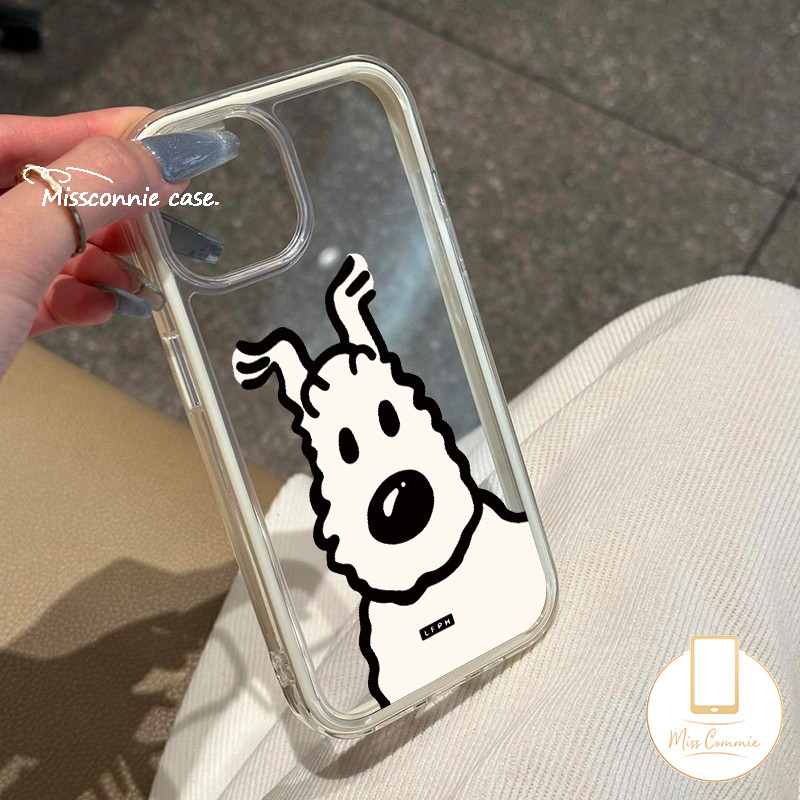 Lucky Cartoon White Little Dog Line Graffiti Case Compatible For IPhone ...
