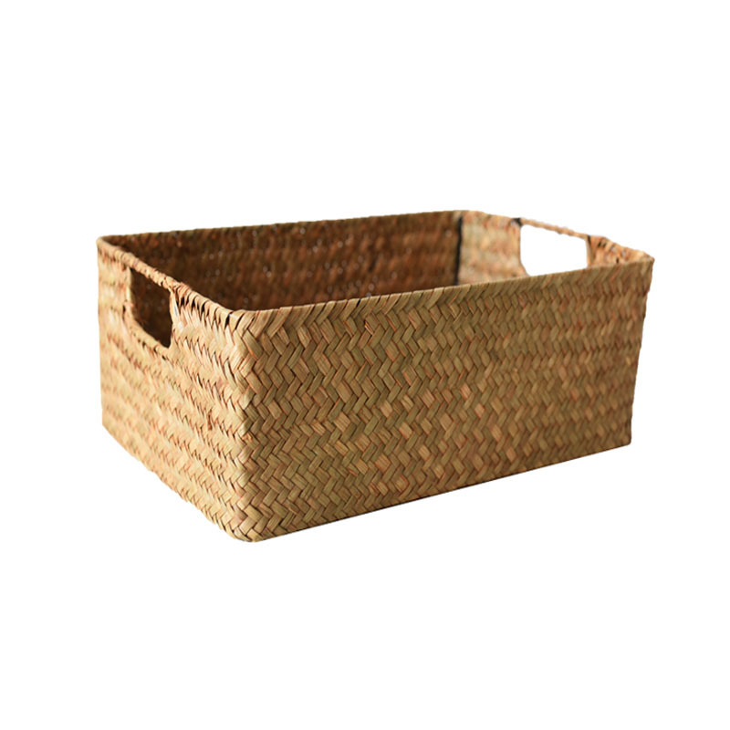 Hand-Woven Rectangular Rattan Wicker Storage Basket Fruit Tea Snack ...