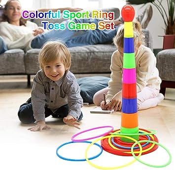 Ring Toss Rings with 18 inch Stand - Floatable Rings - Multi-Colored ...