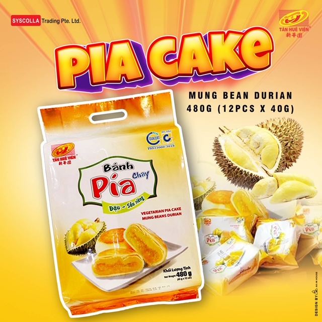 [Tân Huê Viên] Vegetarian Pia Cake with Durian and Mung Bean | Lazada ...