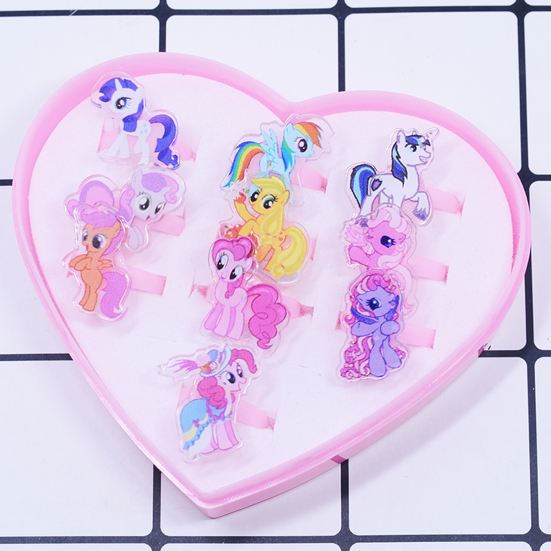 10/20Pcs MINISO Cartoon Animal unicorn My Little Pony Rings Acrylic ...