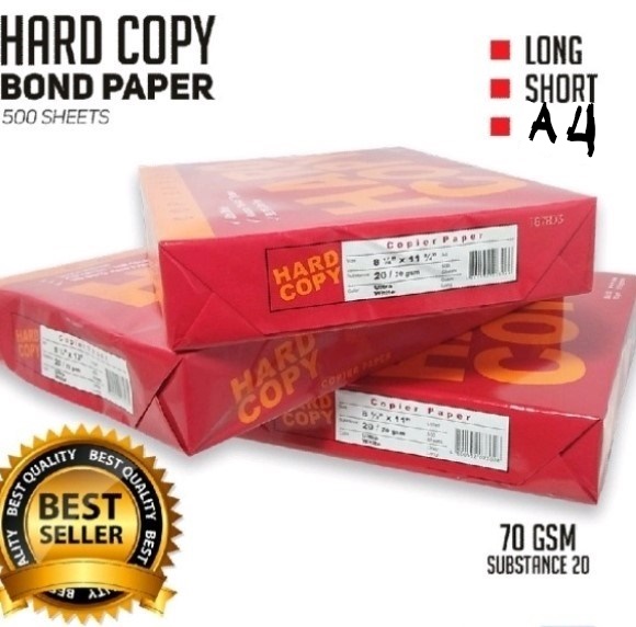 BOND PAPER HARDCOPY LONG /SHORT / A4 / 500 SHEETS PER REAM | Lazada PH