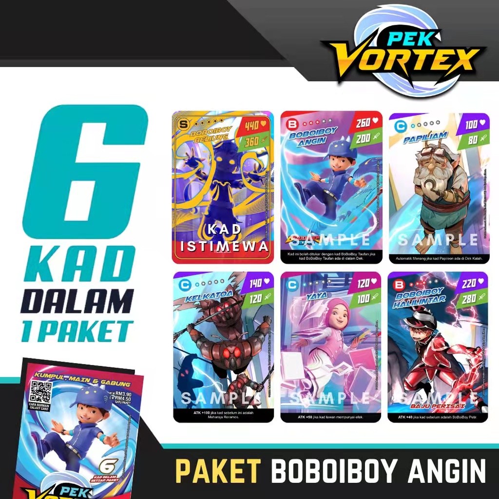 KIDZONE BoBoiBoy Galaxy Card : Pek Vortex (1 pack:6 cards) [ORIGINAL ...