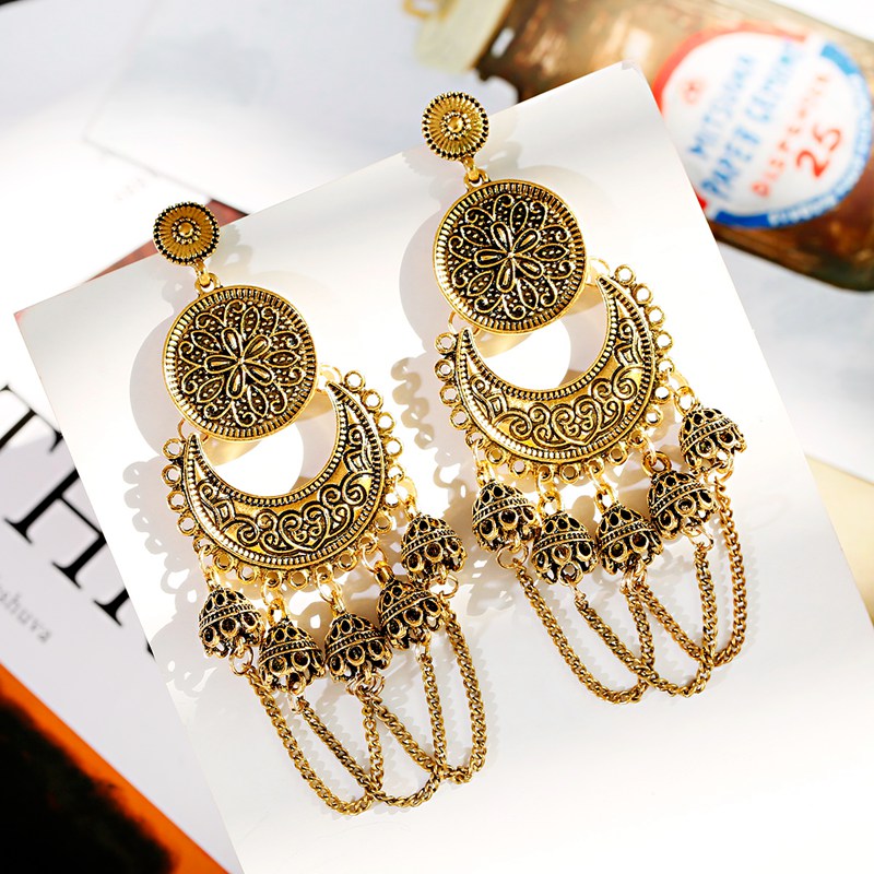 【Qian poem li Store】Classical Color Bell Indian Earrings For Women ...