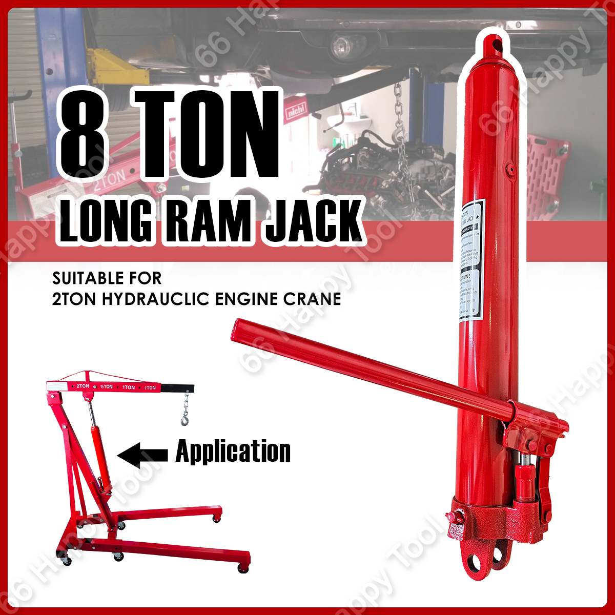 8 TON Long Ram Jack Hydraulic Jack 2 Ton Engine Crane Garage Automotive ...