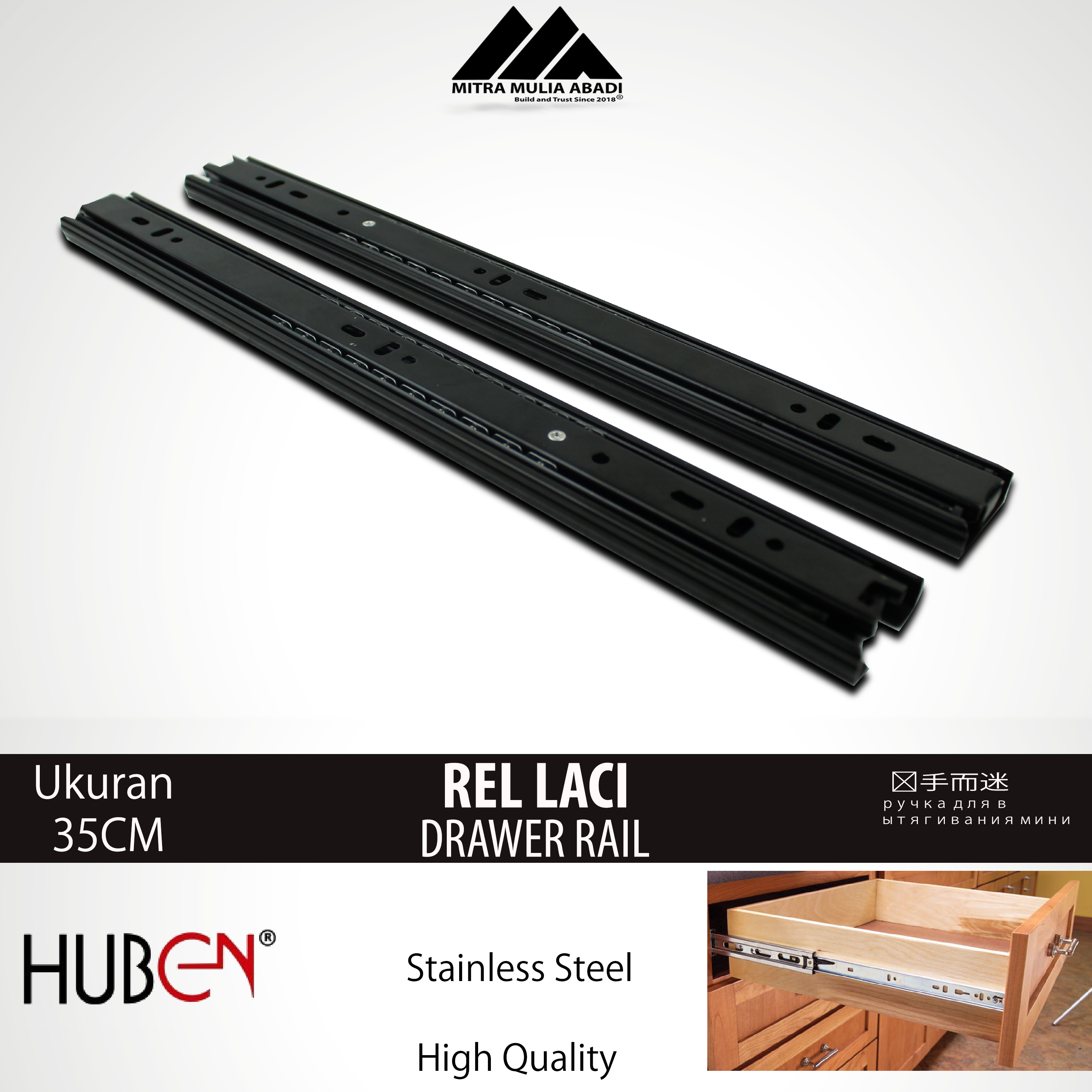 Rel Laci 2x Double Tarik Full Extension Lenaga By HUBEN 35cm | Lazada ...