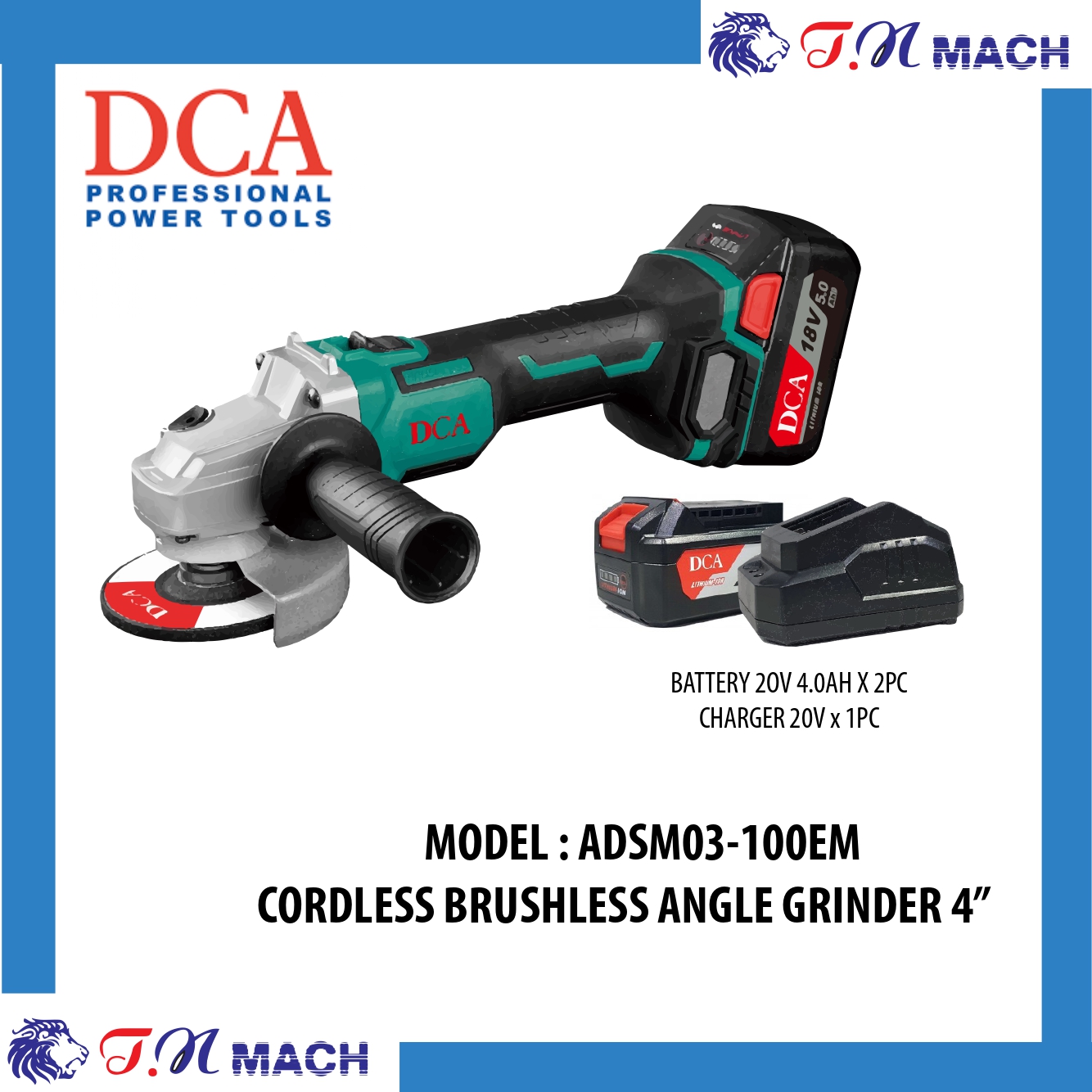 DCA CORDLESS BRUSHLESS 100MM ANGLE GRINDER 4" ADSM03-100EM | Lazada