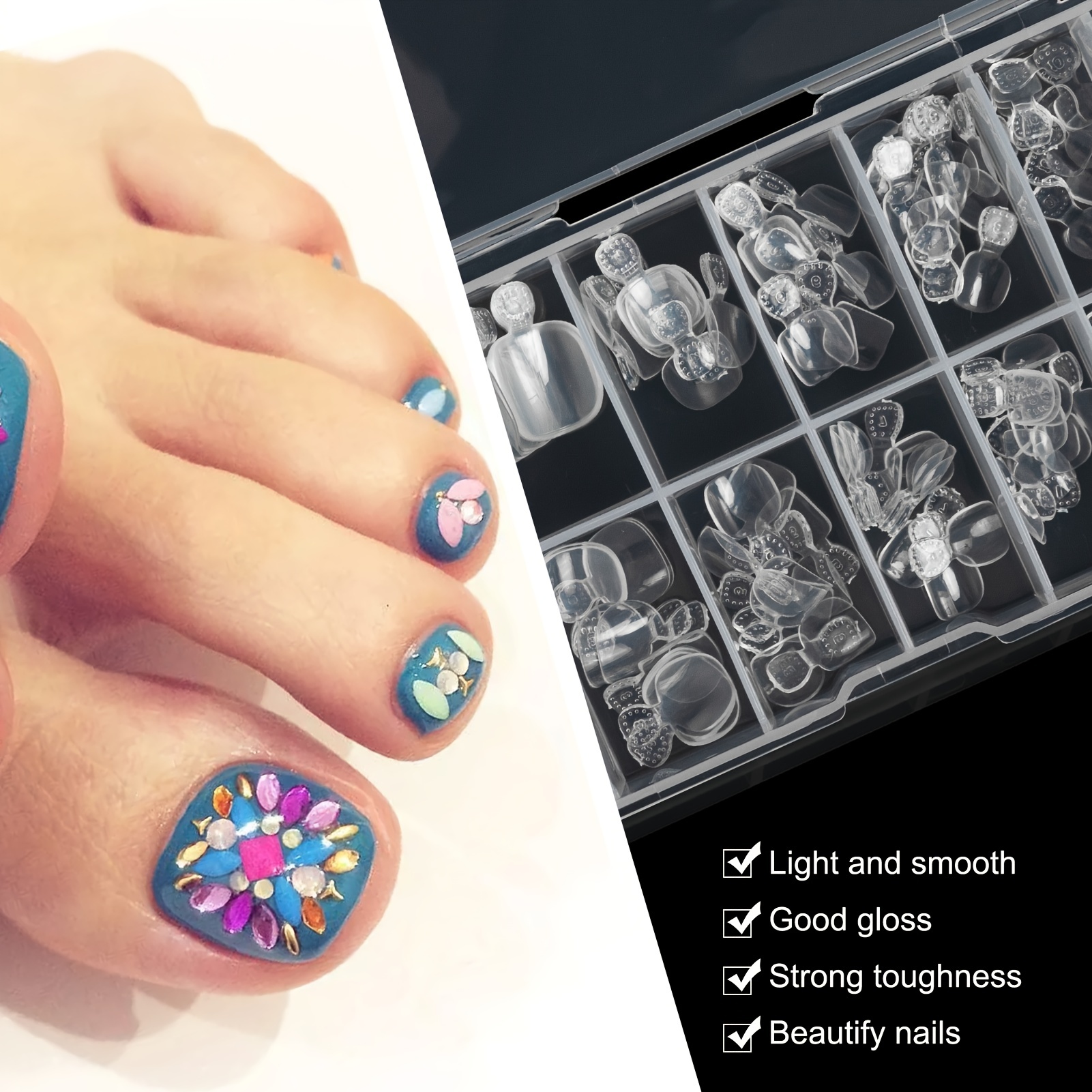 500Pcs Toe Nails Clear Acrylic False Foot Nail Tips Natural Artificial ...