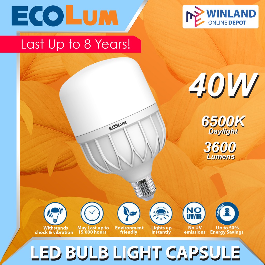 FIREFLY by Winland ECOLUM 40w 6500K Daylight E27 LED Capsule Bulb ...