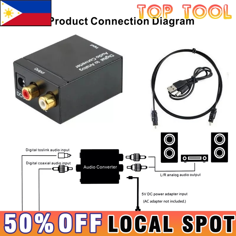 Protable 3.5Mm Jack Coaxial Optical Fiber Digital To Analog Audio Aux ...