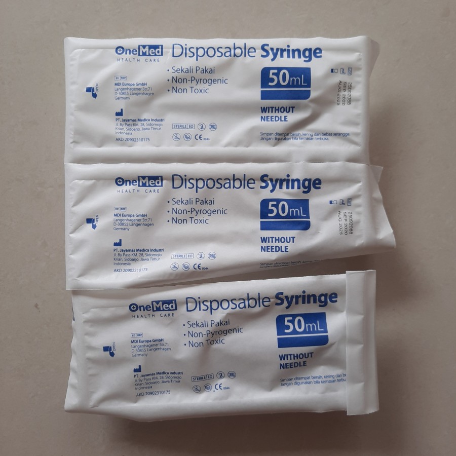 Spuit 50cc OneMed Disposable Syringe 50 cc One Med Sujntikan 50ml ...