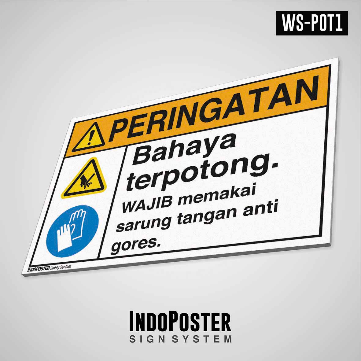 Safety Sign K3 PVC ANSI Bahaya Terpotong Wajib Sarung Tangan M 45x30cm ...