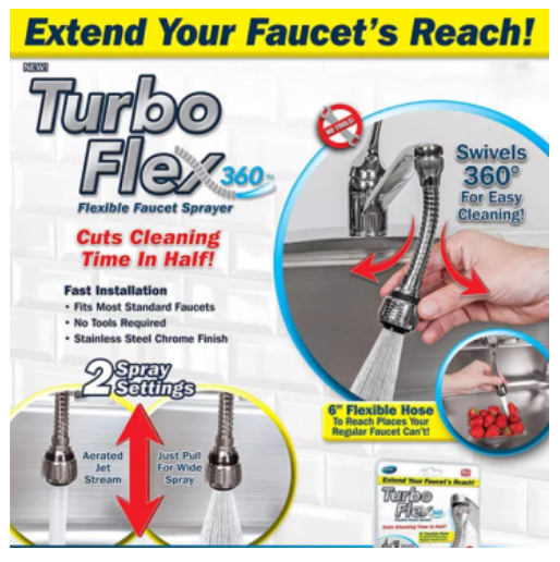 XJSShop Turbo Flex Sprayer 360 Degree Rotate Adjustable Flexible ...