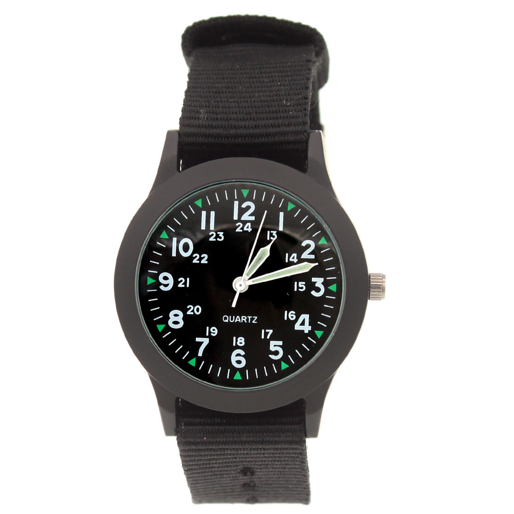 2Colors New Fashion Black Watch Fabric Nylon Strap Stainless Steel ...
