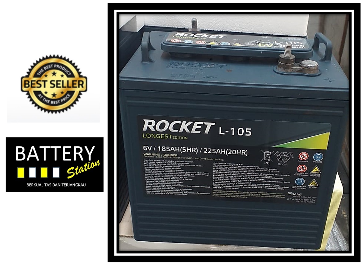 accu/aki/battery/baterai rocket L105 6volt225ah Aeria work platform ...