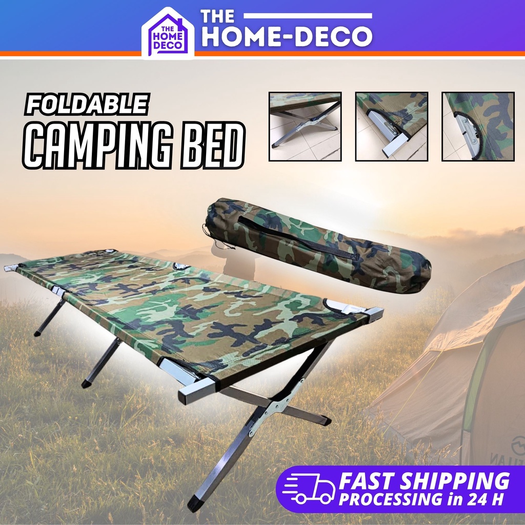 Fodable Camping Bed Army Canvas Bed Portable Katil Lipat Hiking Bed ...