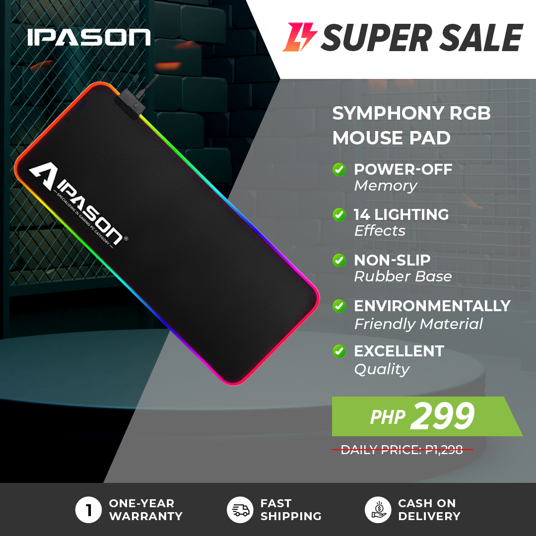 Ipason Symphony RGB Luminous Mouse Pad Oversize Non-Slip Rubber Base ...