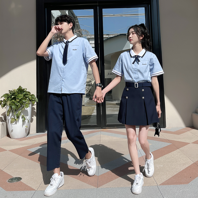 Class uniform college style summer junior high school students shirt ...